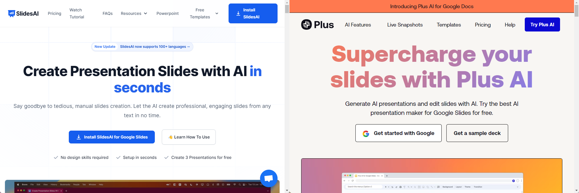 Slides AI vs Plus AI: In-depth comparison, pricing, and recommendations - Plus